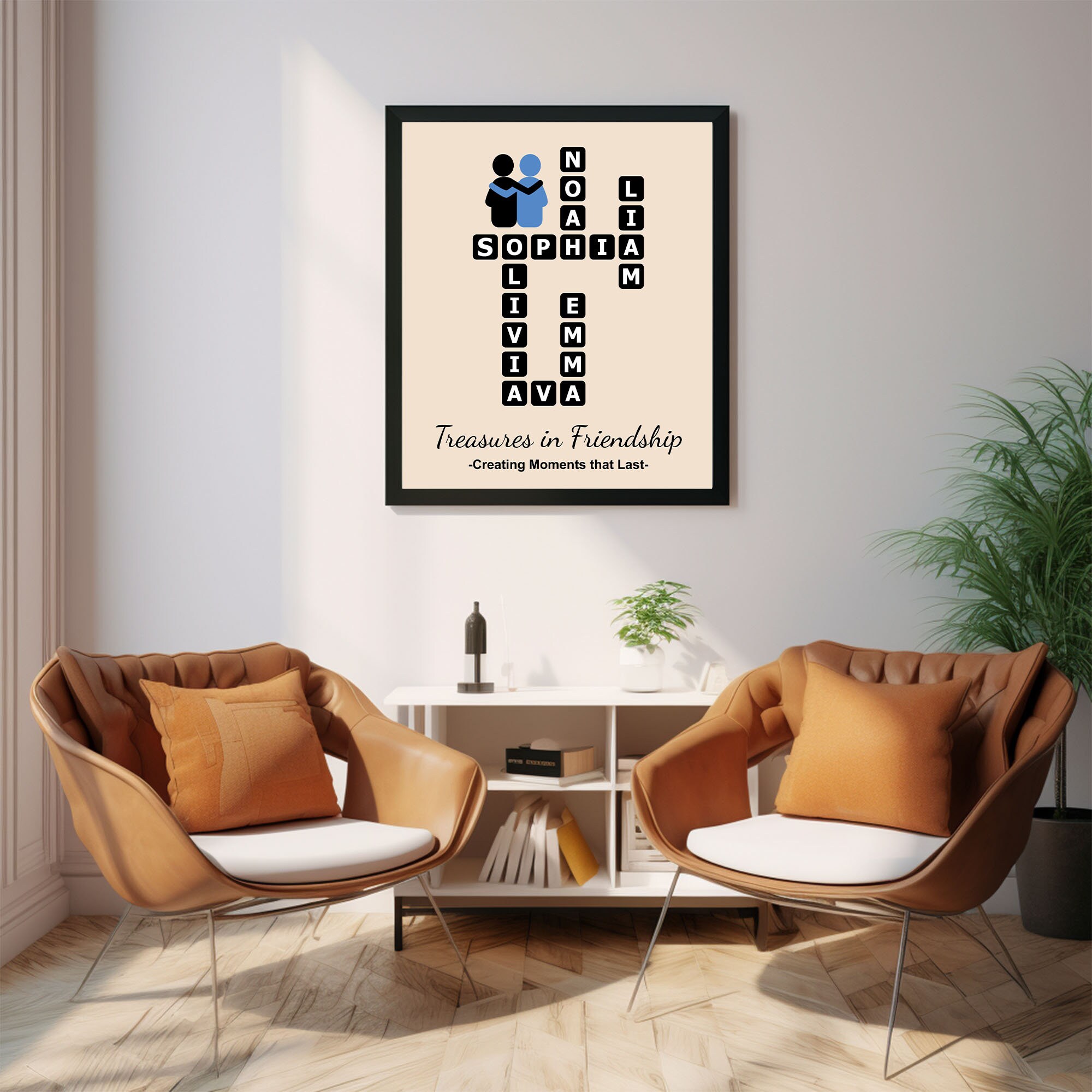 Custom Friends Crossword Puzzle Poster - Personalized Digital Art - Etsy