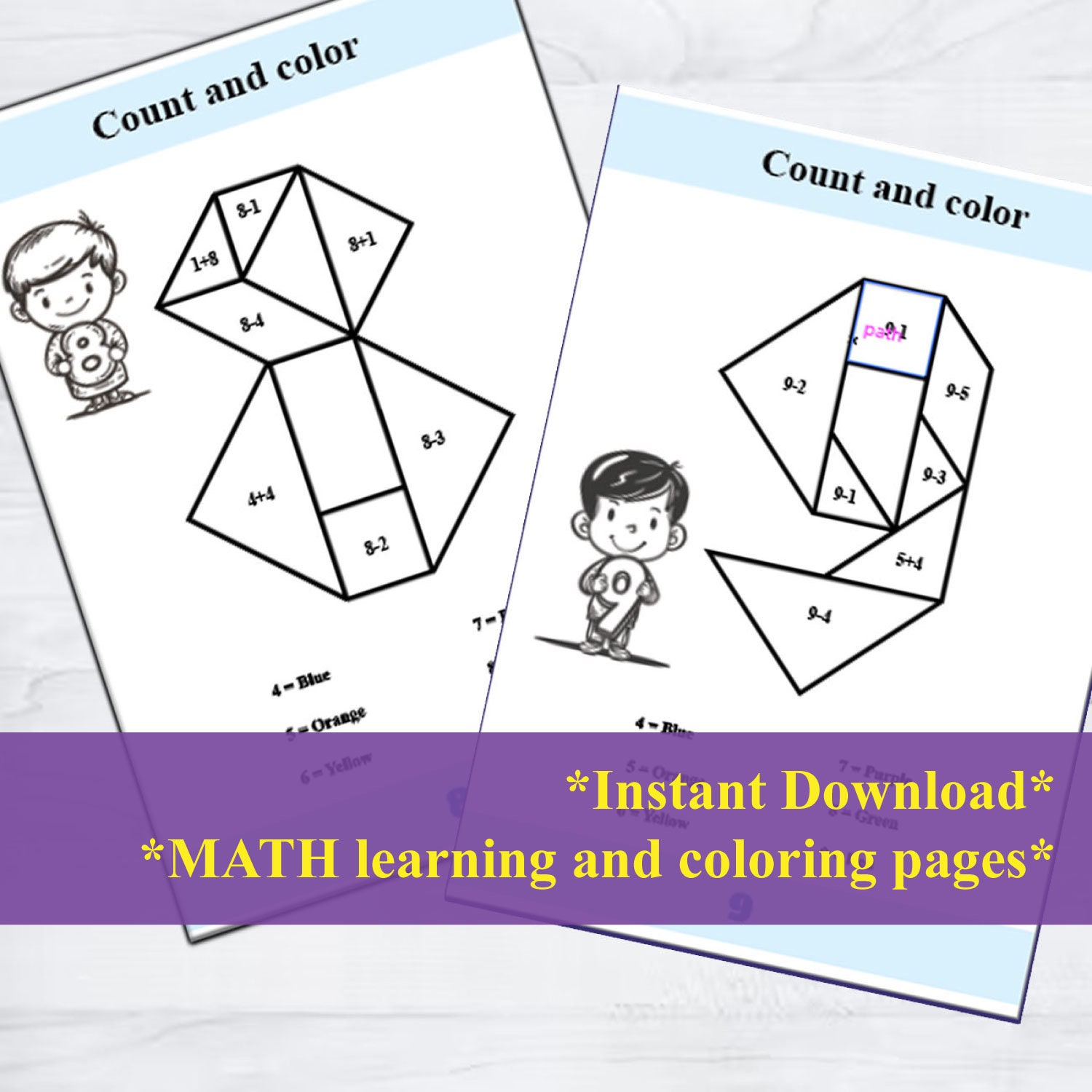 Mathematics Learning Material, Count and Color Numbers 1 to 9 Coloring ...