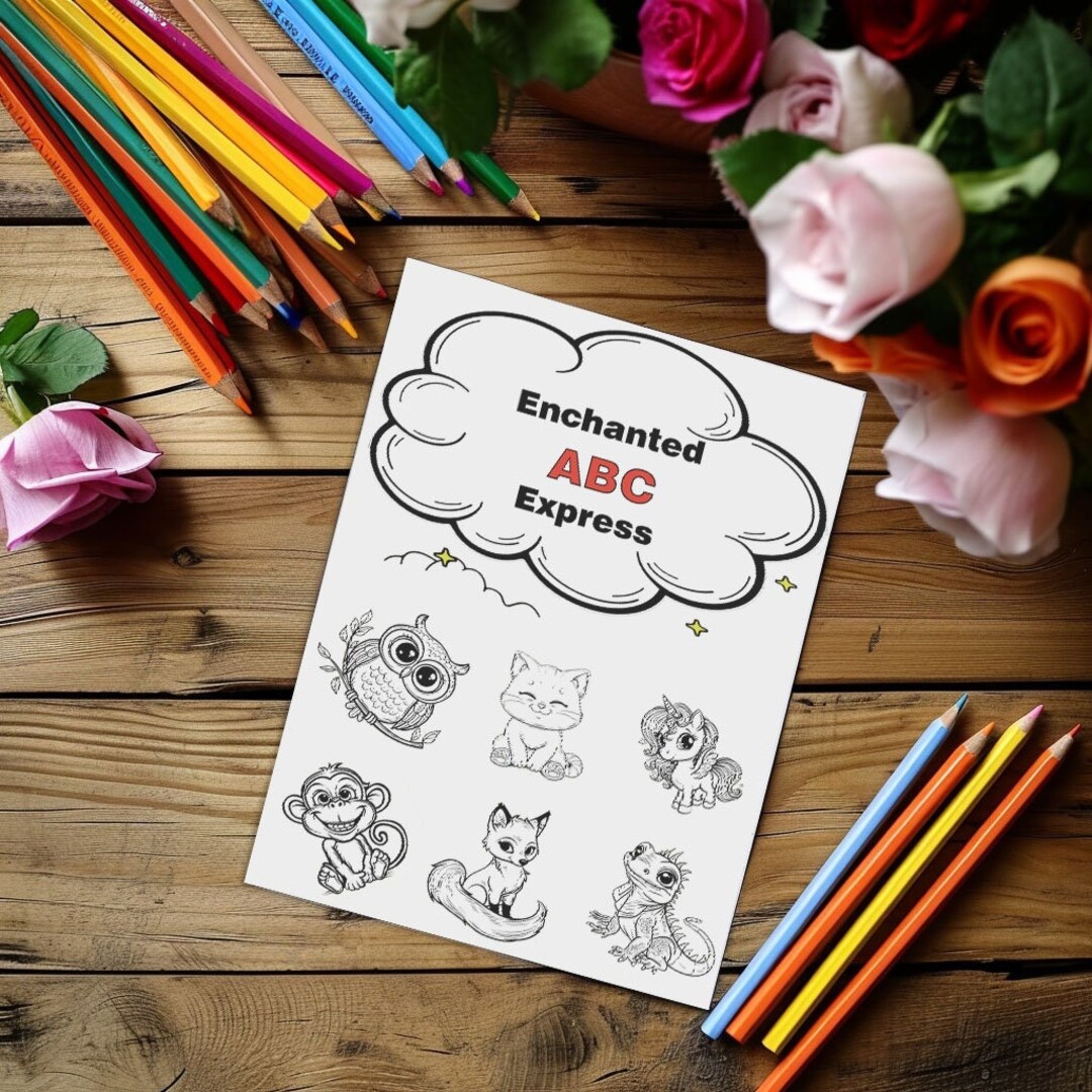 Alphabet ENGLISH Coloring Book, Enchanted Animals Colorings, PRINTABLE ...
