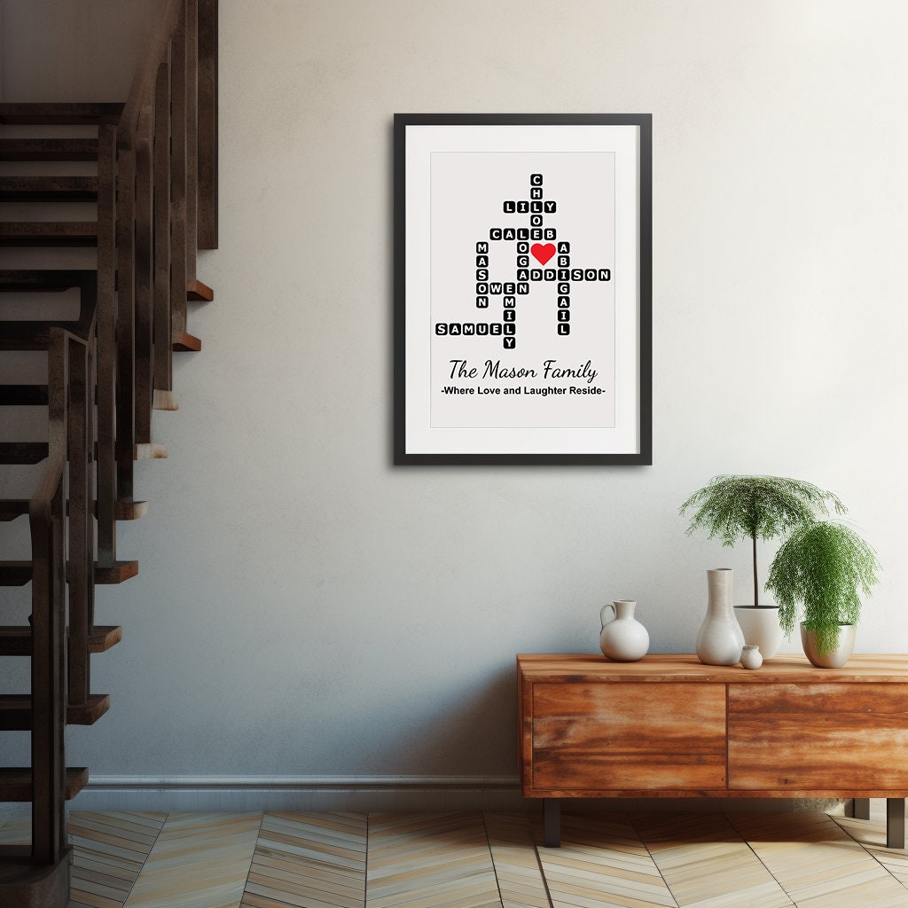 Custom Family Crossword Puzzle Poster - Personalized Digital Art - Etsy