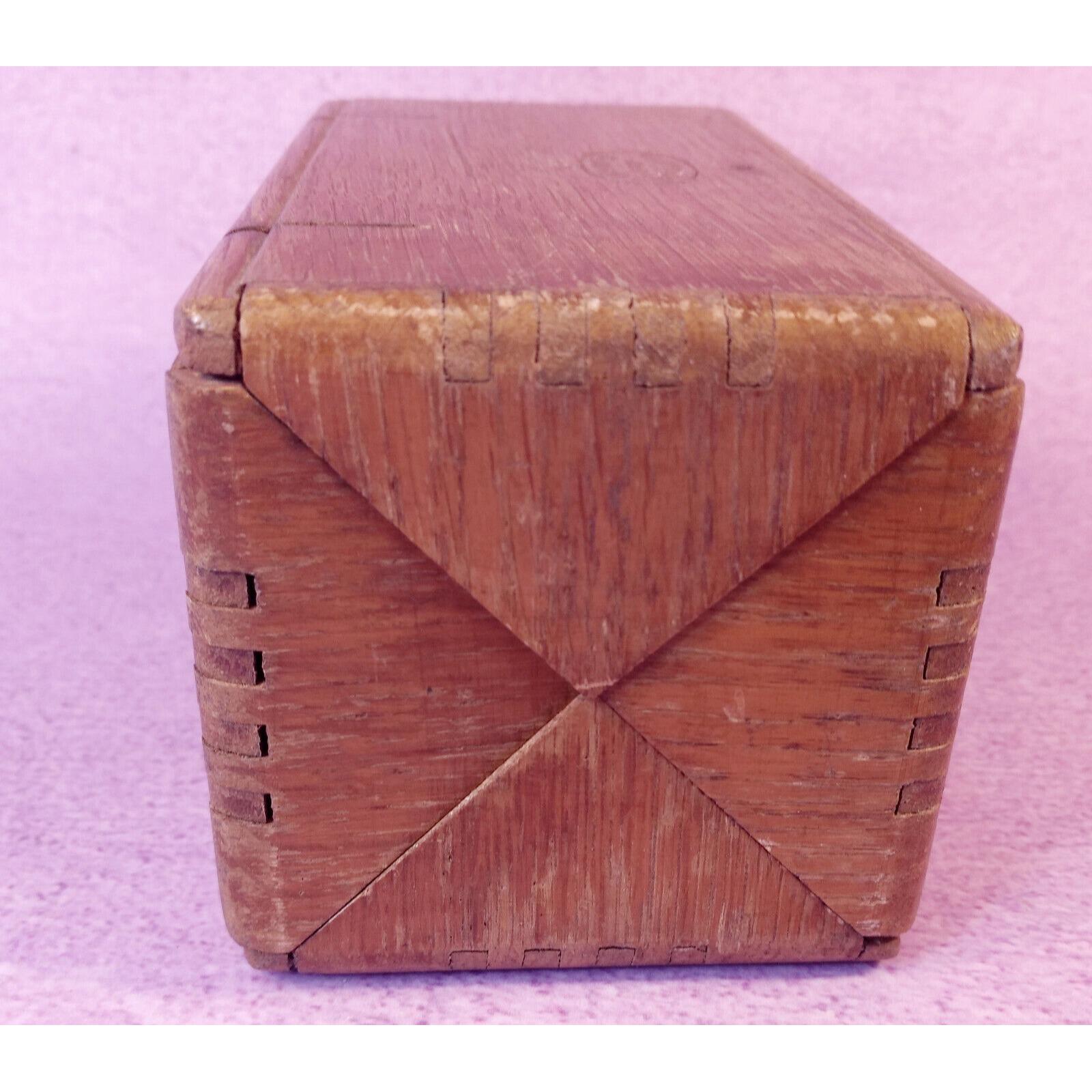 Antique 1889 SINGER Sewing Machine Attachment Oak Puzzle Box With Metal ...