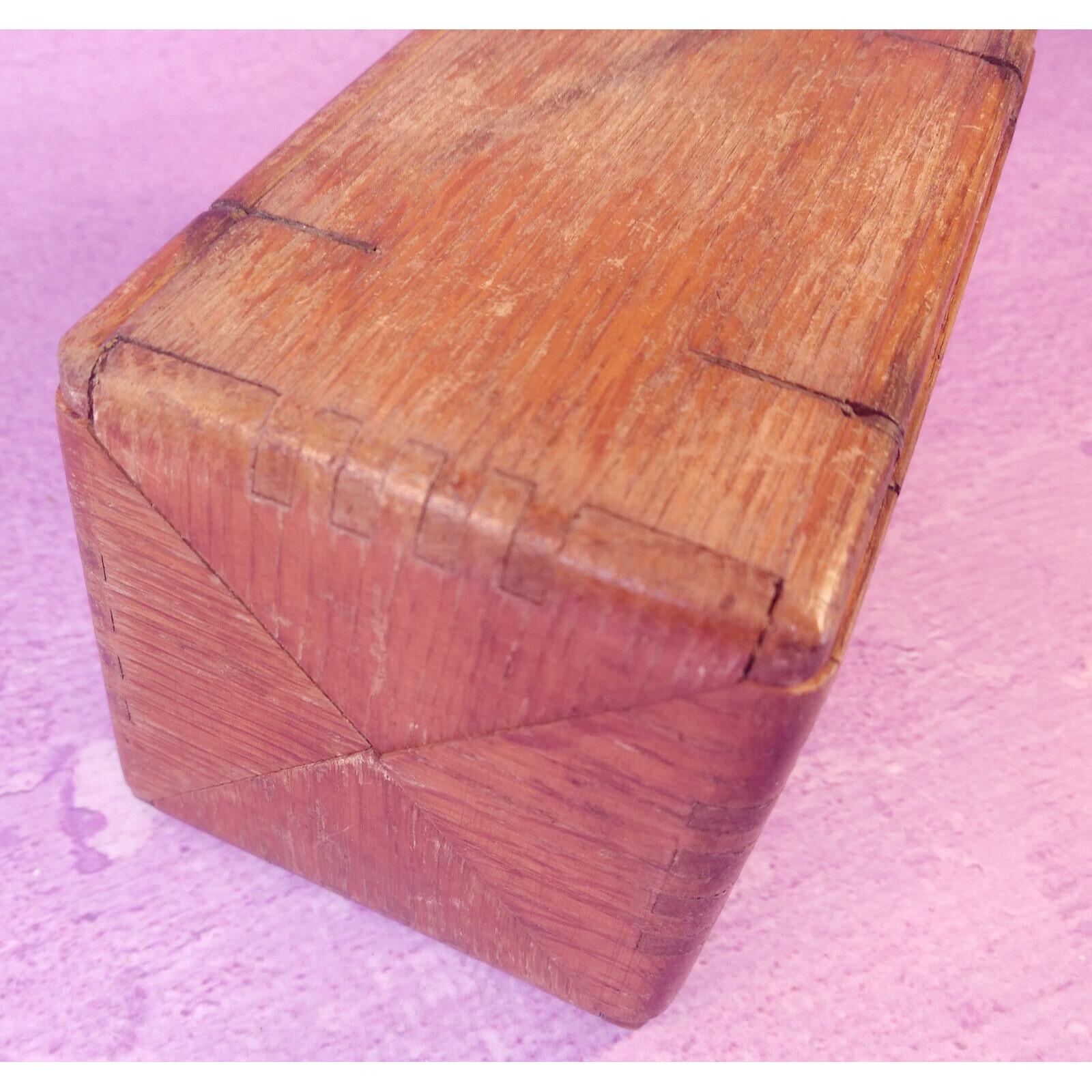 Antique 1889 SINGER Sewing Machine Attachment Oak Puzzle Box With Metal ...