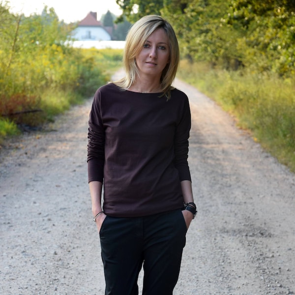 Chocolate Brown Blouse - Etsy