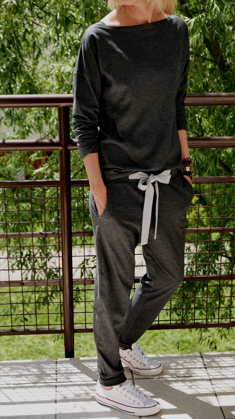 OFFICE 100% Cotton Pants With a Bow / Sweatpants / Loose | Etsy