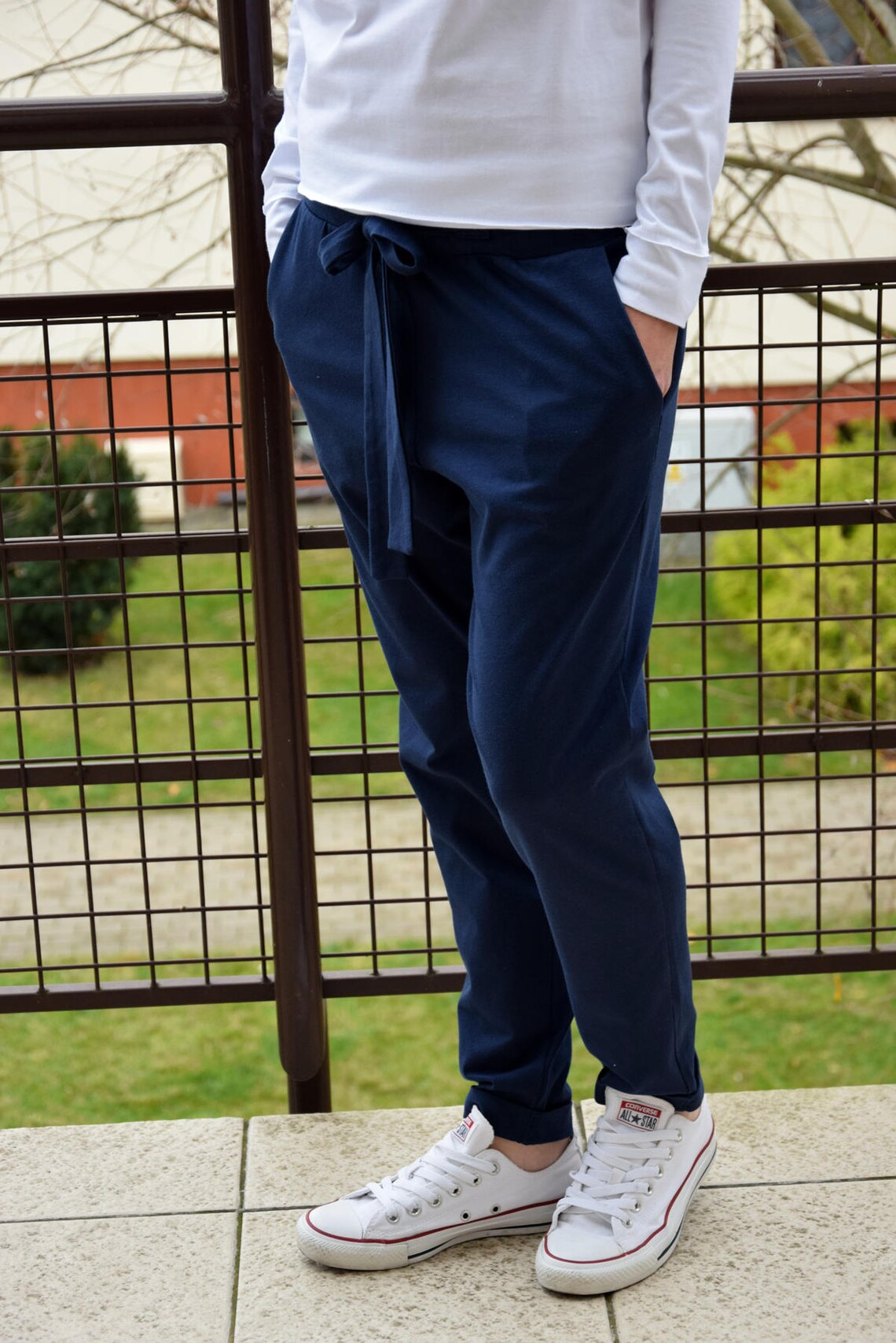 OFFICE 100% Cotton Pants With a Bow / Sweatpants / Loose | Etsy