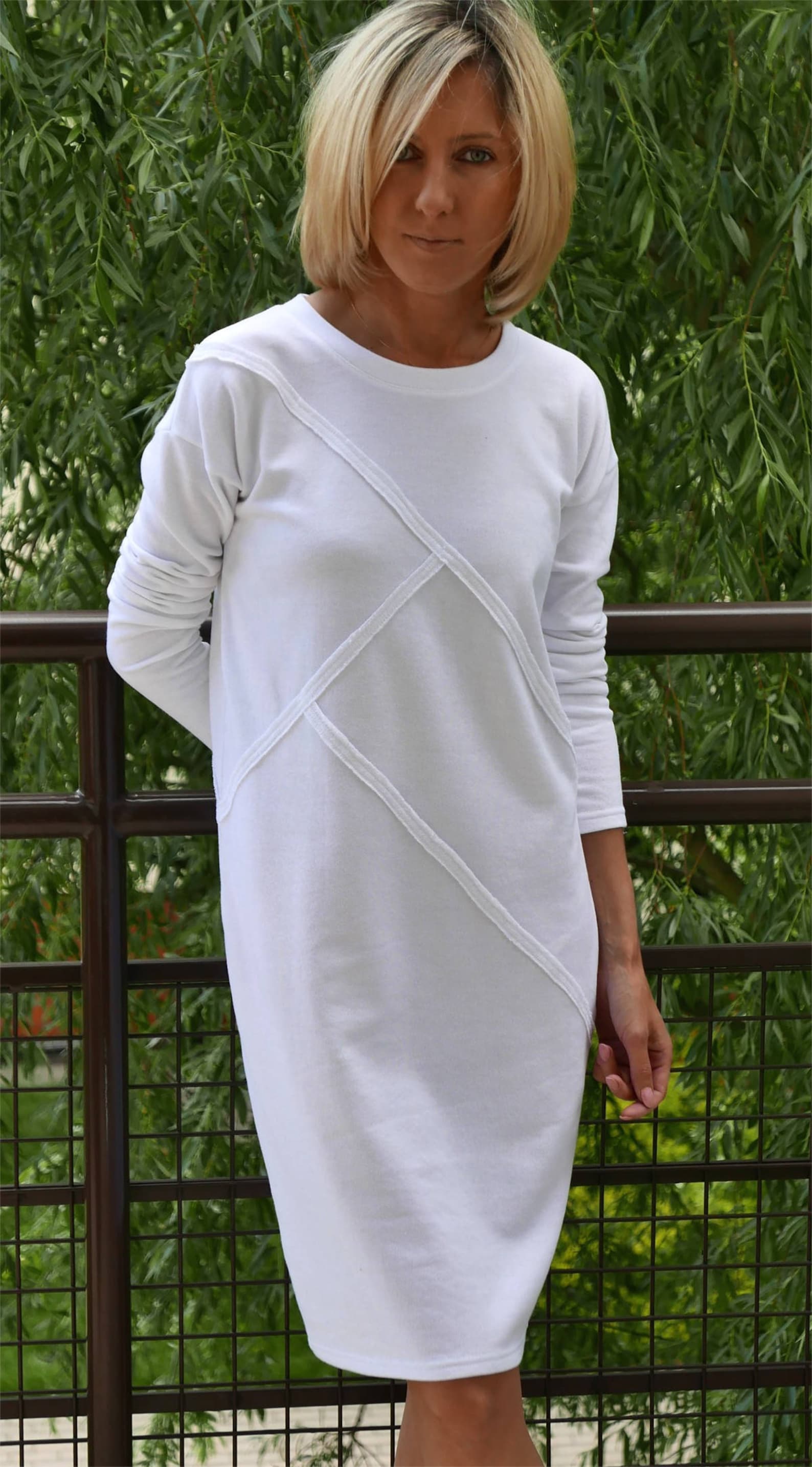 FOG 100% Cotton Dress With Stitching / Midi Dress / Vintage | Etsy