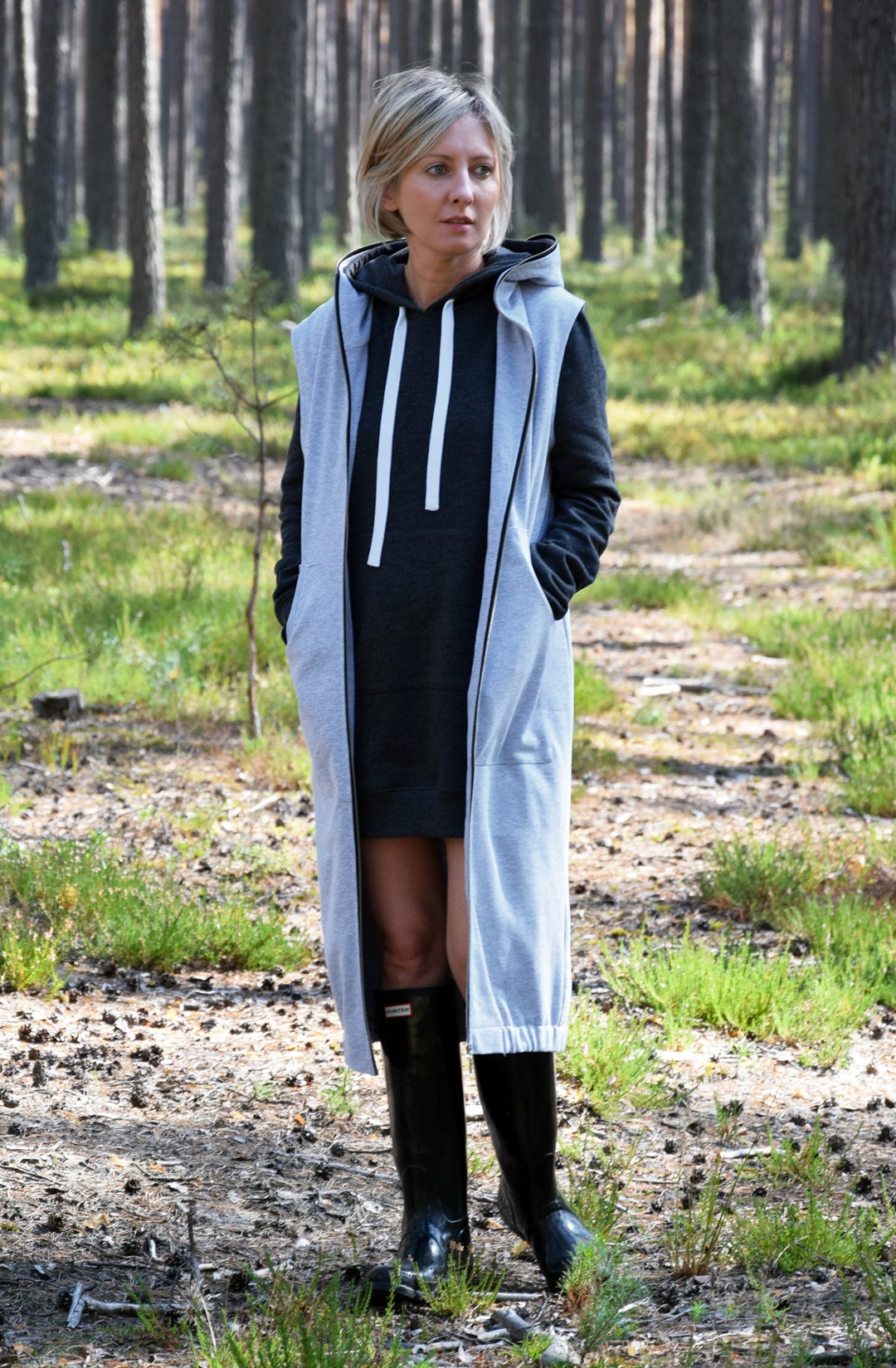 Long Hooded Cotton Vest for Women, Sleeveless Hoodie Coat - Etsy