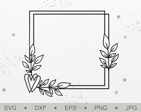 Square Frame Svg Floral Border Png Clipart Heart Wreath Svg | Etsy