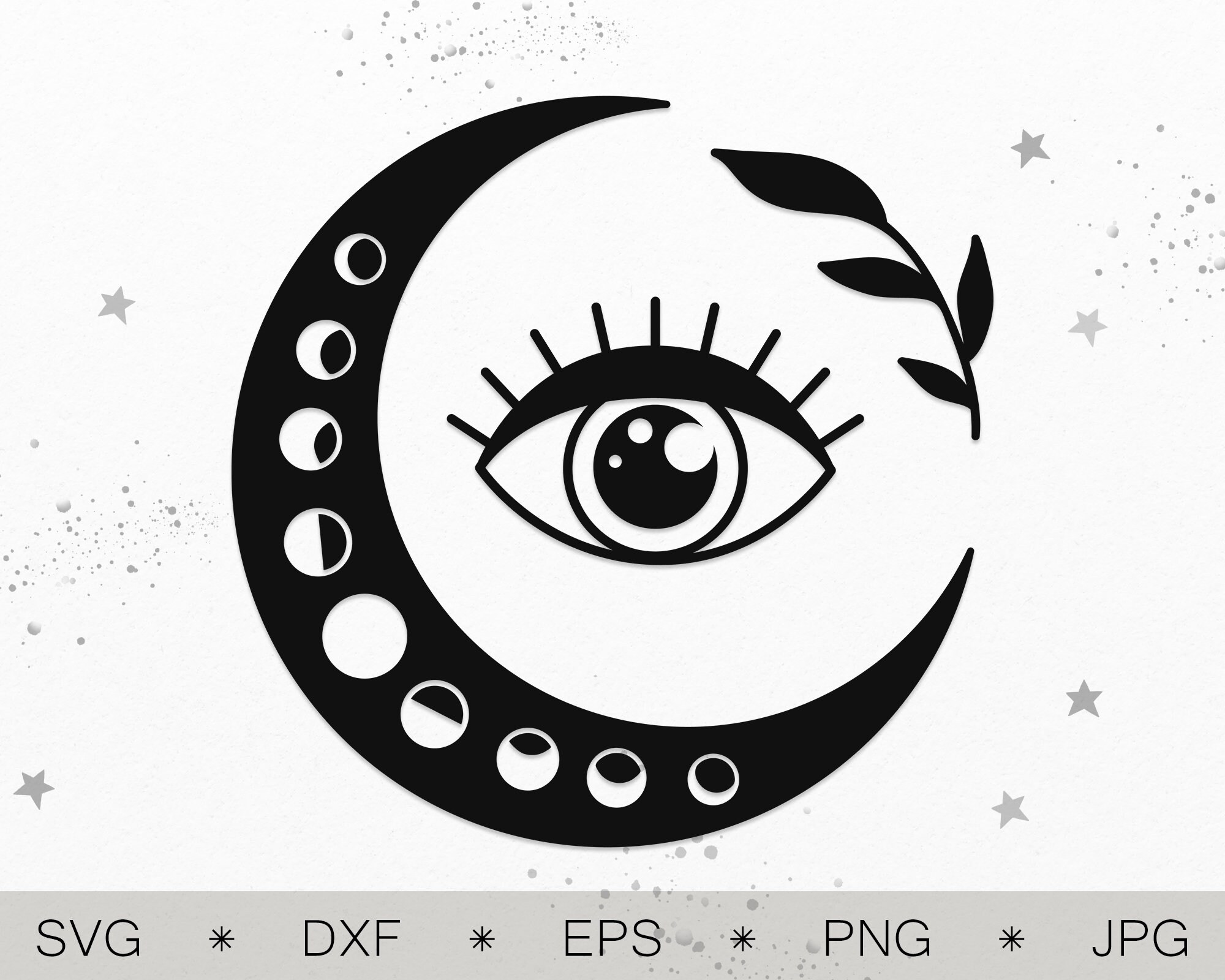 Third eye svg Crescent moon with evil eye svg cut file | Etsy