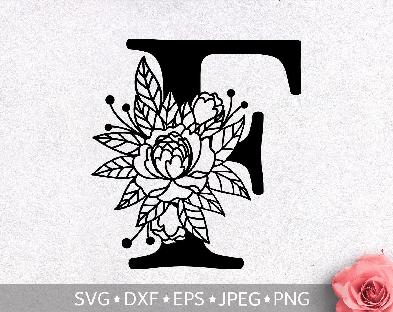 Floral Alphabet Letter F SVG Flower Monogram Letter Clip Art | Etsy