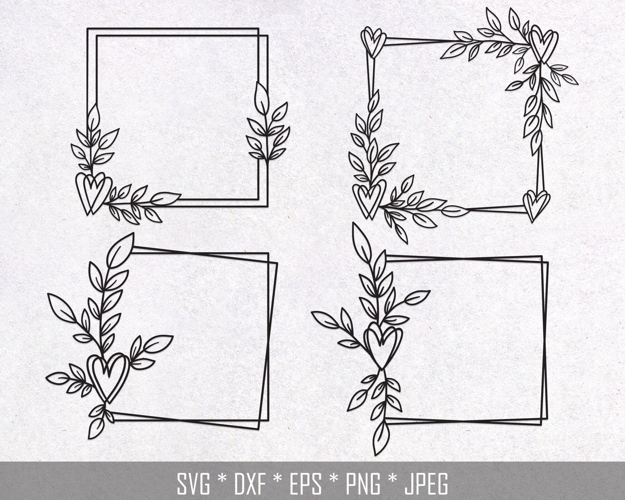 Square Wreath Svg Bundle Floral Border Clip Art Rectangle | Etsy