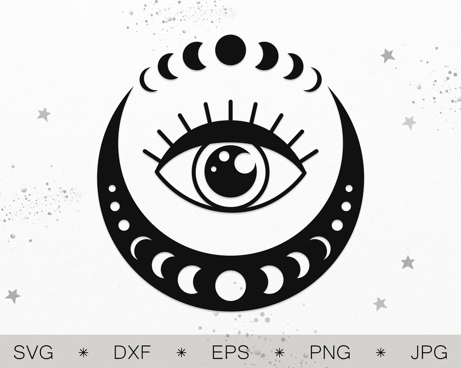Evil eye svg cut file Third eye with crescent moon png | Etsy