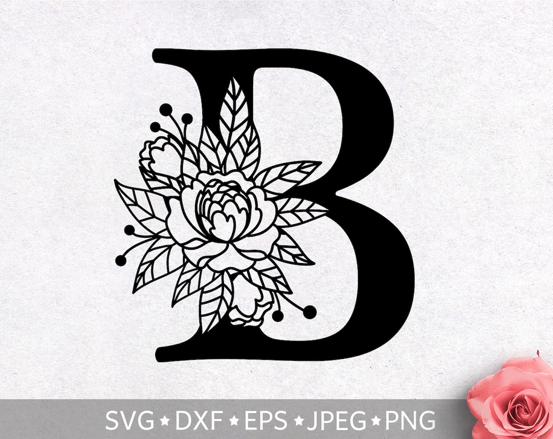 Floral Alphabet Letter B SVG Flower Monogram Clip Art | Etsy