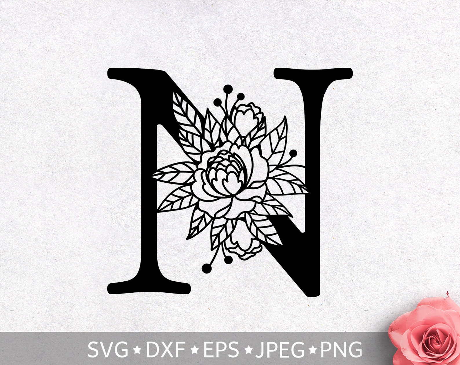 Initial SVG Letter N Svg Monogram Clipart Iron on Transfer | Etsy