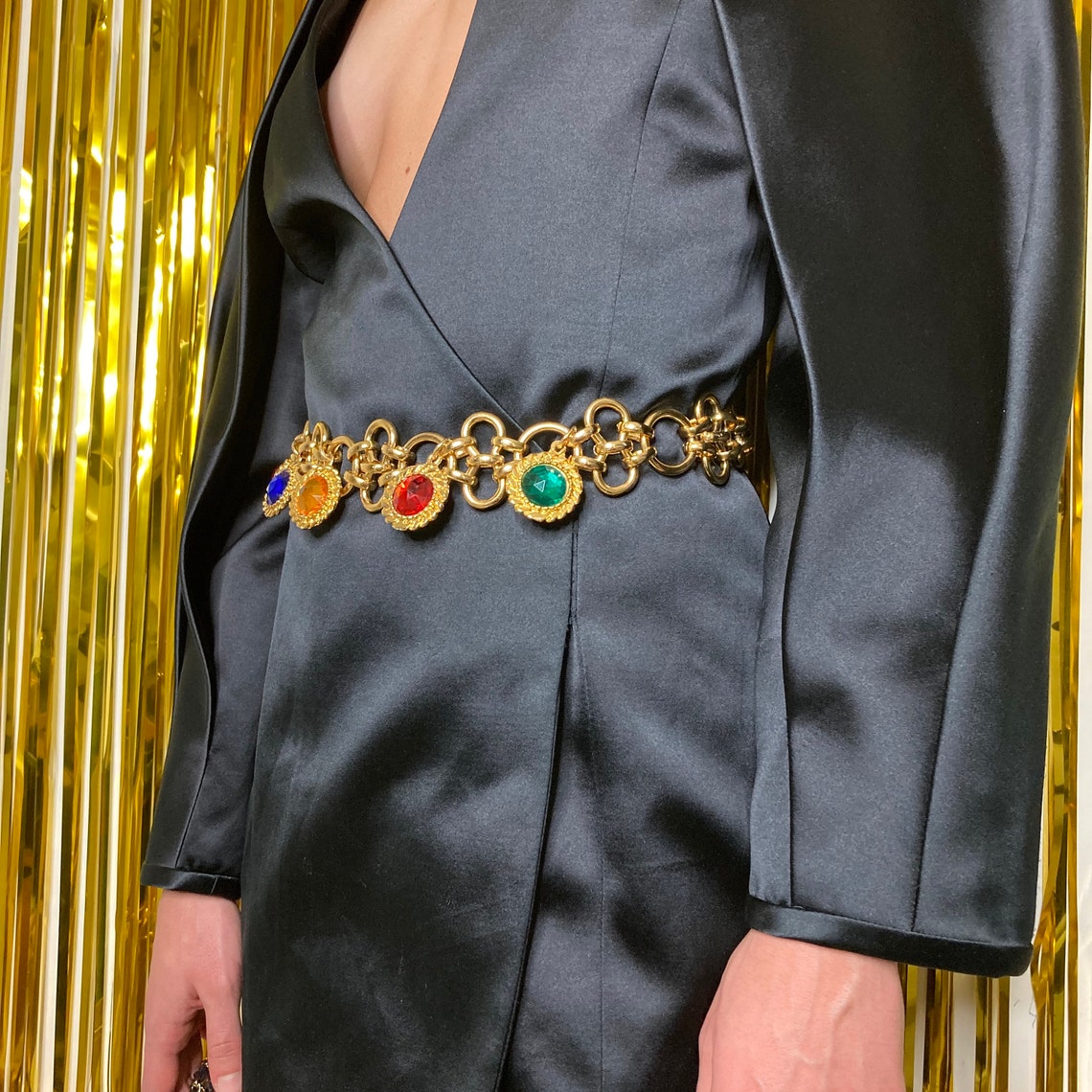 BALMAIN COUTURE Black Mini Dress With Satin Fabric and Puff Long ...