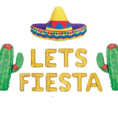 Lets Fiesta Balloon Letters Fiesta Decor Fiesta Birthday - Etsy