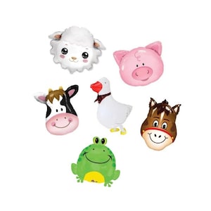 Farm Animal Balloons Cow Pig Duck Horse Sheep Toad 1st Birthday Party ...
