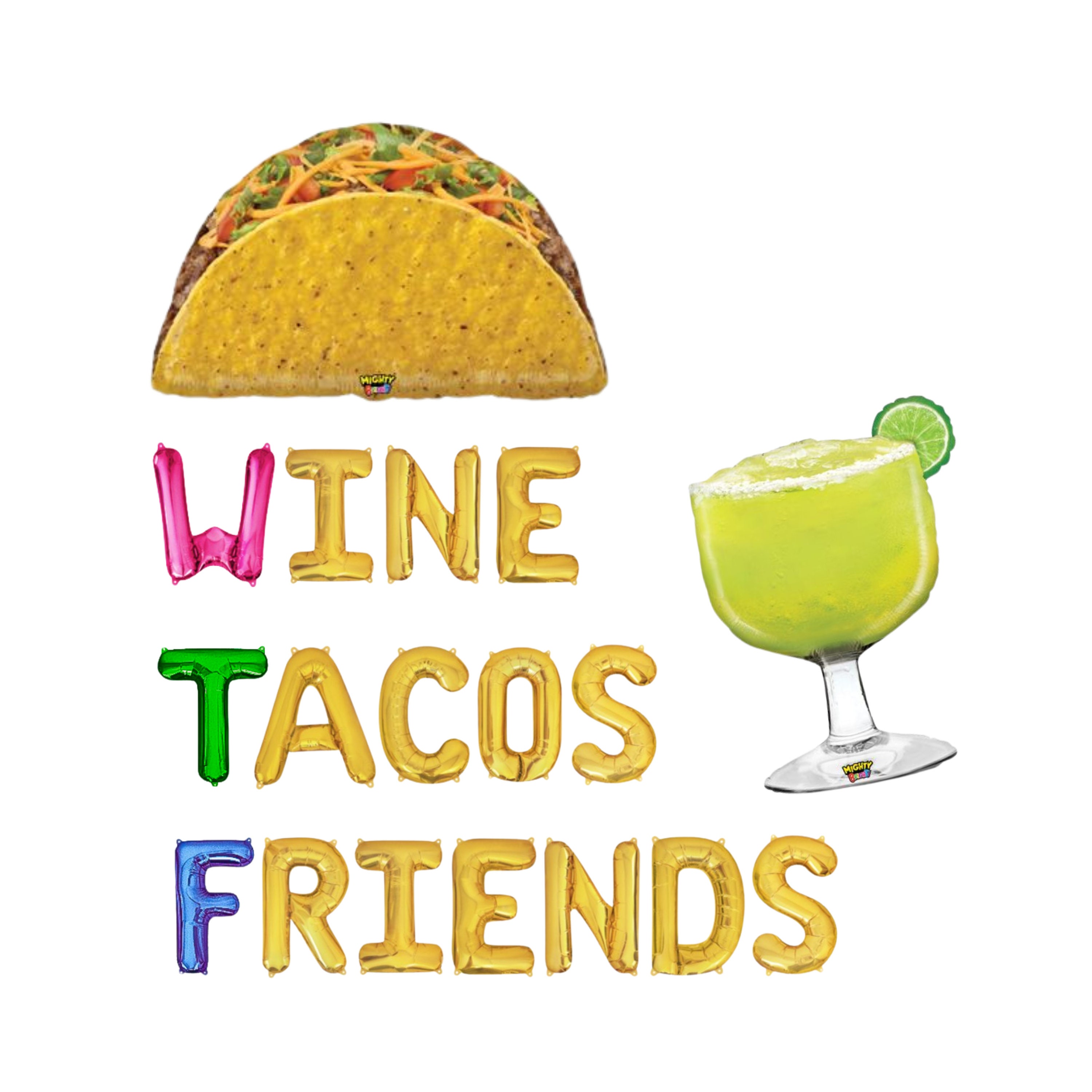 Wine Tacos Friends Letter Balloon Kit Birthday Party Balloon Banner ...