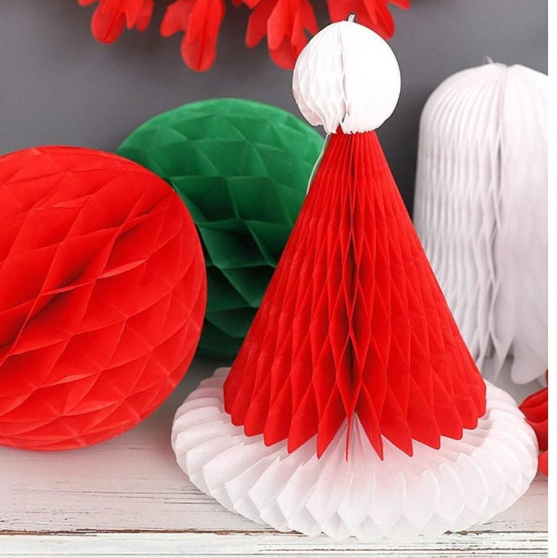 3D Paper Santa Hats Party Decor Centerpiece Baby Shower Birthday Party ...