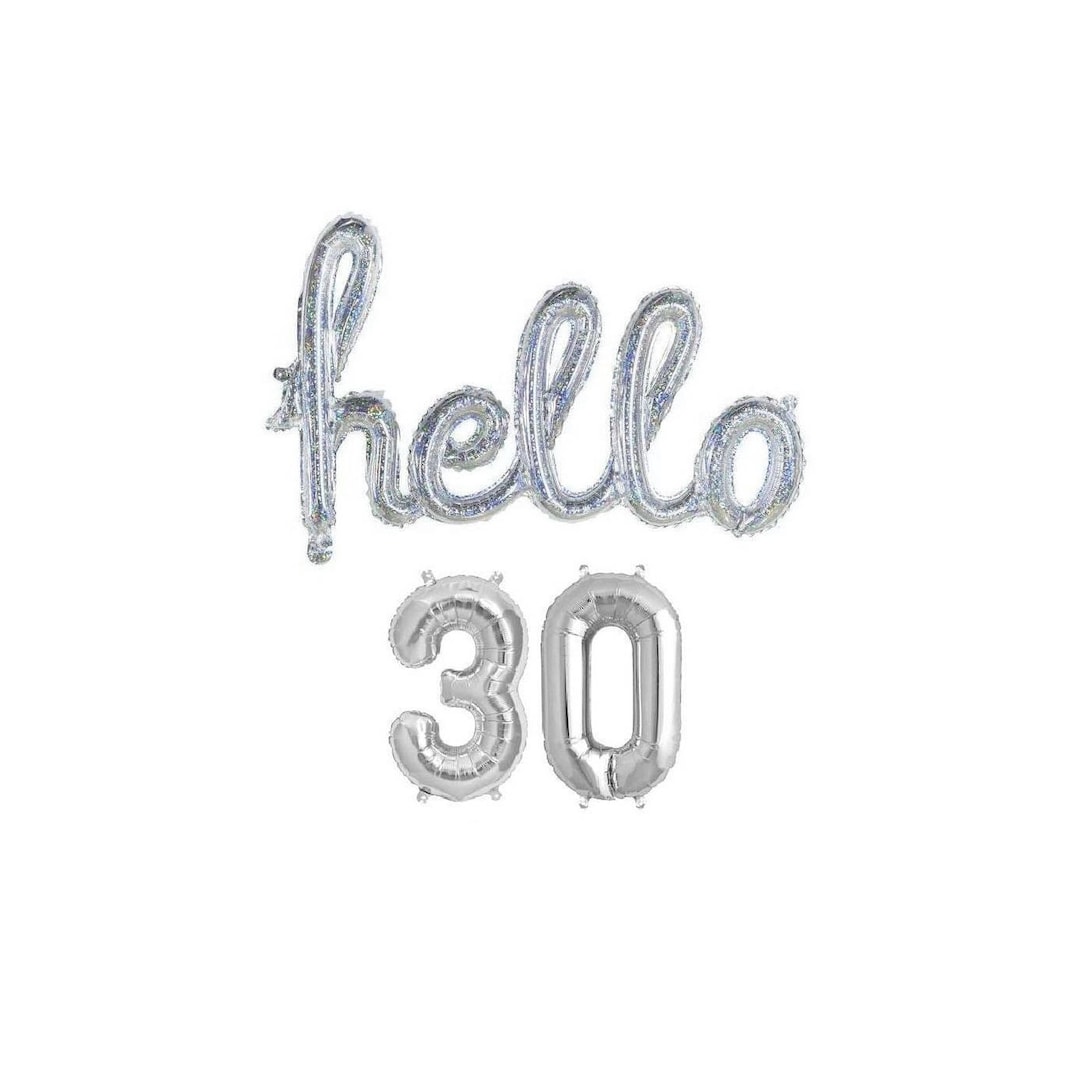 Hello 30 30th Birthday Party Balloons 30th Birthday Decorations Hello ...