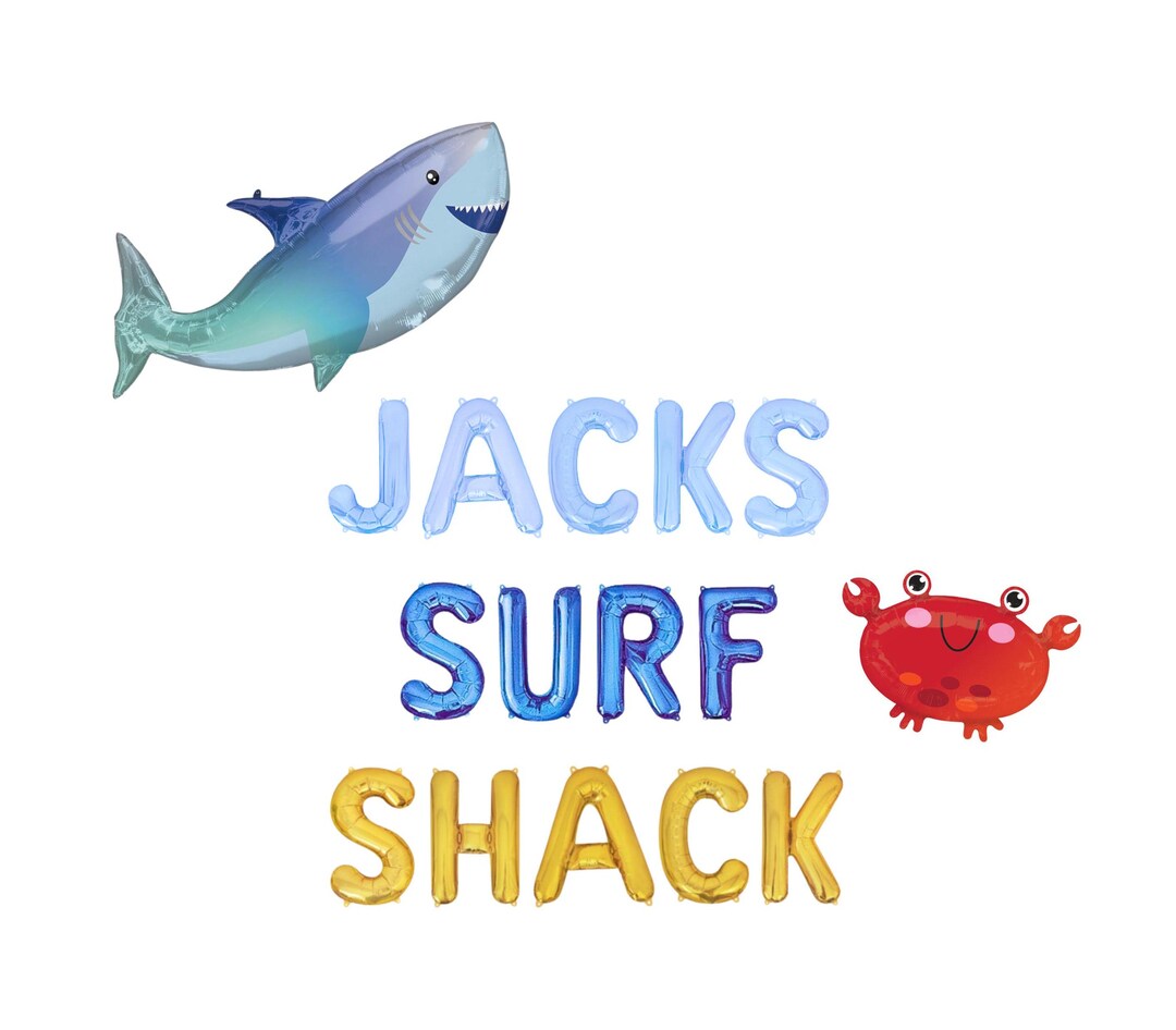 Surf Shack Custom Name Letter Balloon Kit Birthday Party Decorations ...