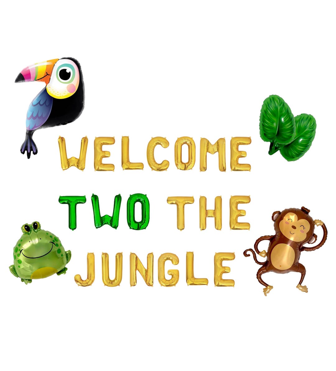 Welcome Two the Jungle Letter Balloon Kit 2nd Birthday Party ...