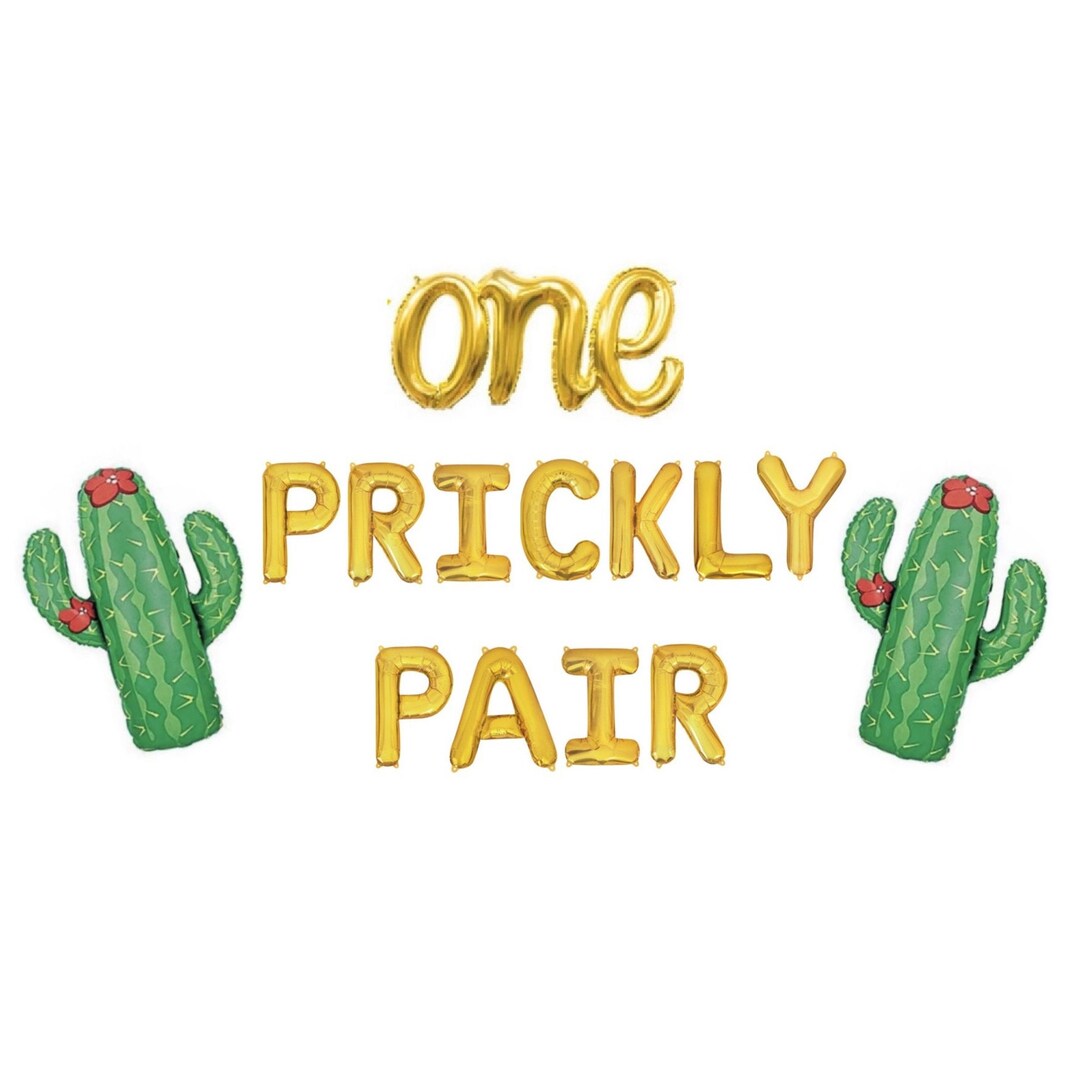 One Prickly Pair Letter Balloon Banner Cactus Twins Birthday Fiesta ...