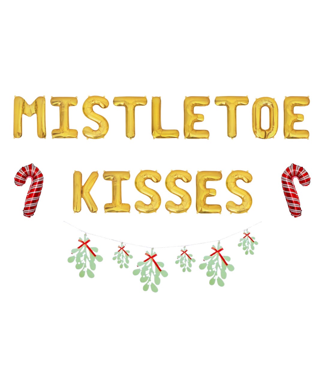 Mistletoe Kisses Letter Balloon Kit Christmas Bachelorette Party ...