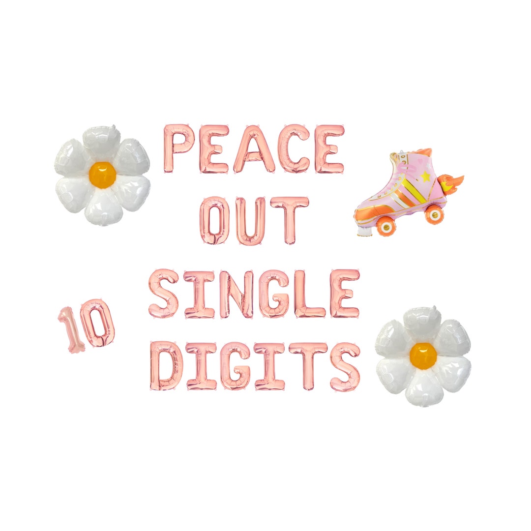 Peace Out Single Digits Letter Balloon Kit 10th Birthday Party Balloon ...