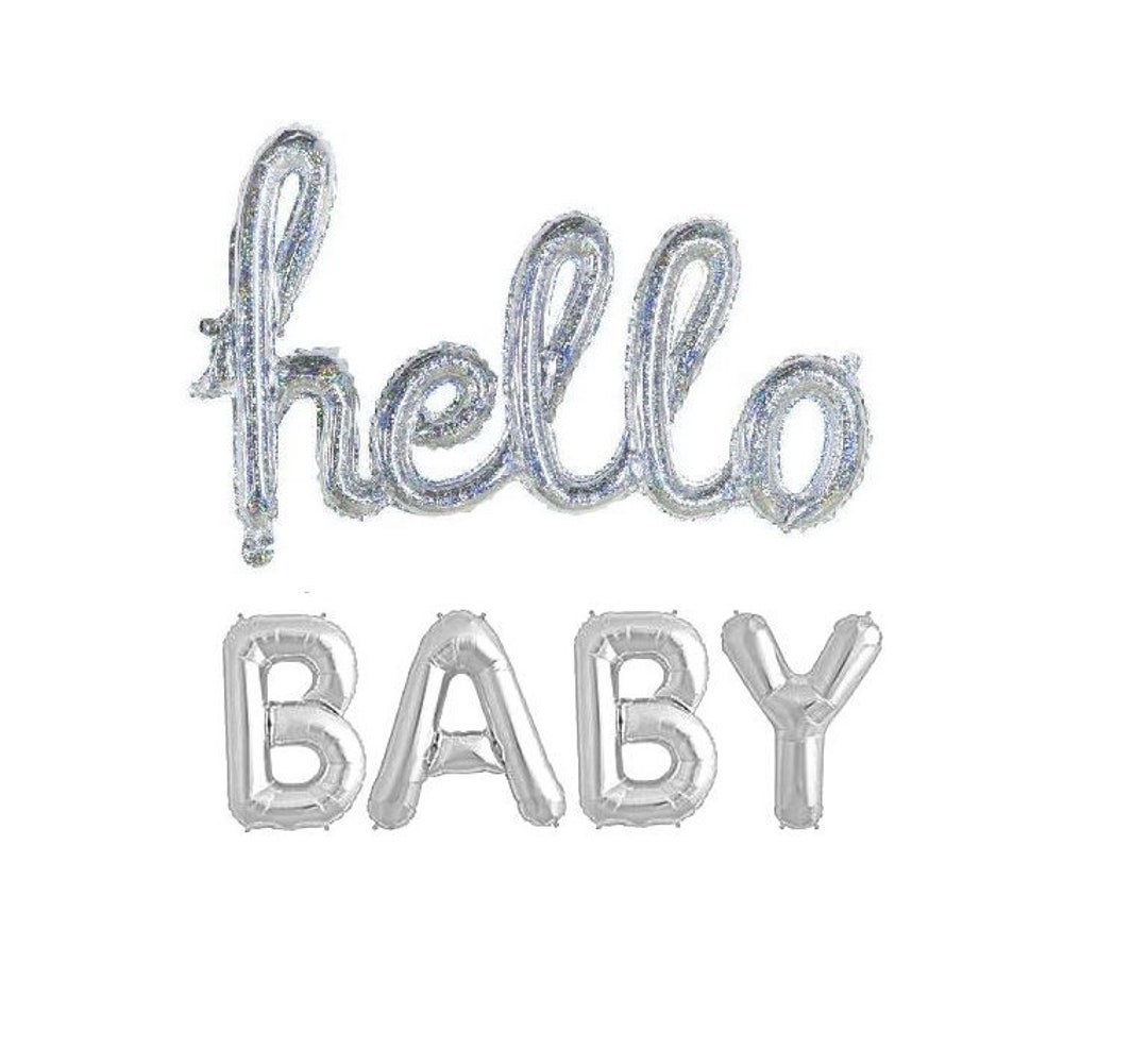 Hello Baby Balloons Hello Script Baby Party Hello Baby Banner Hello ...