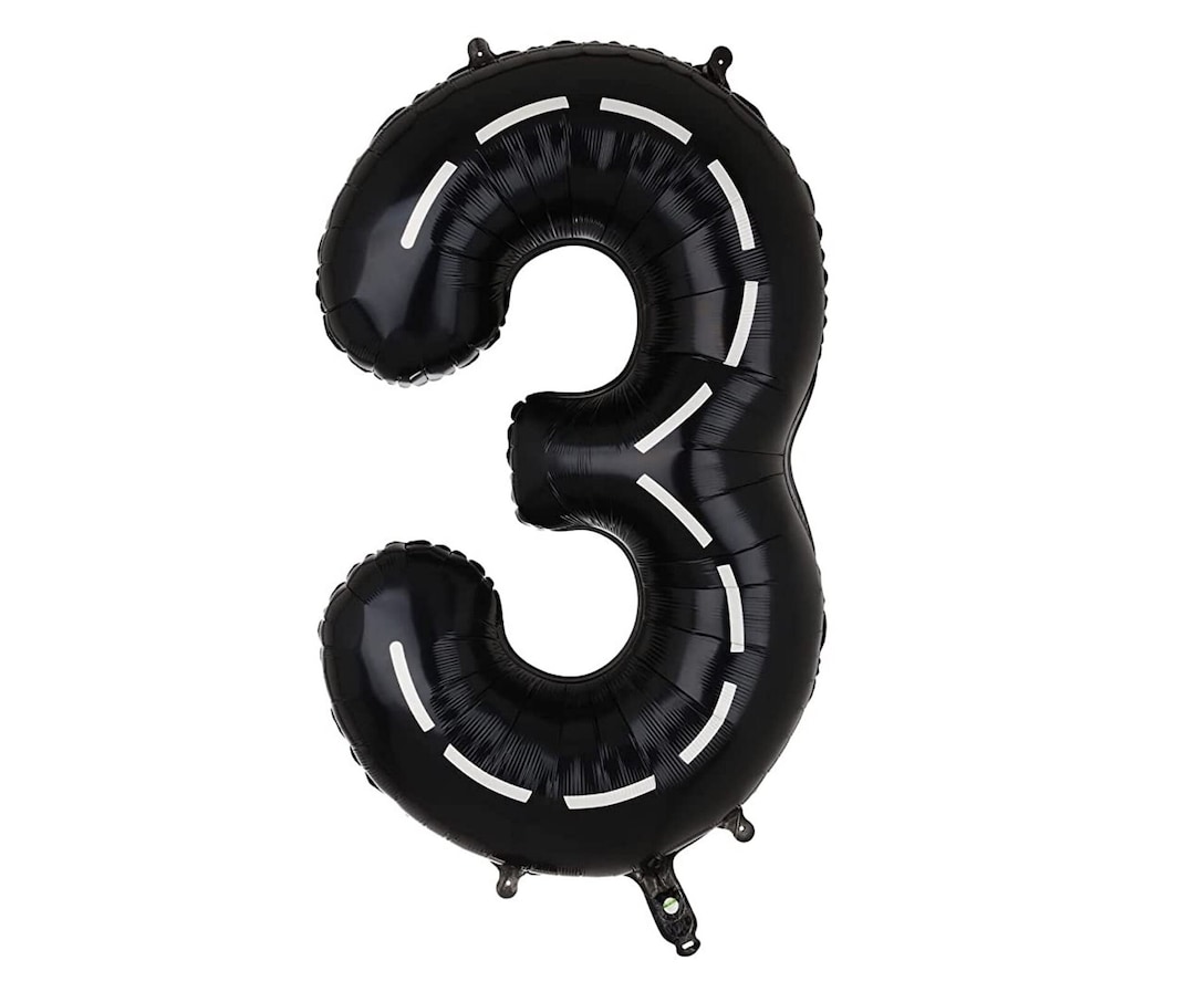 Jumbo Race Car Themed Number 3 Balloon Retro Race Car Birthday Party ...