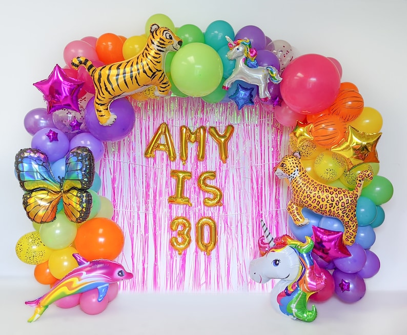 90s Rainbow Birthday Balloons Rainbow Balloon Arch Rainbow Balloon ...