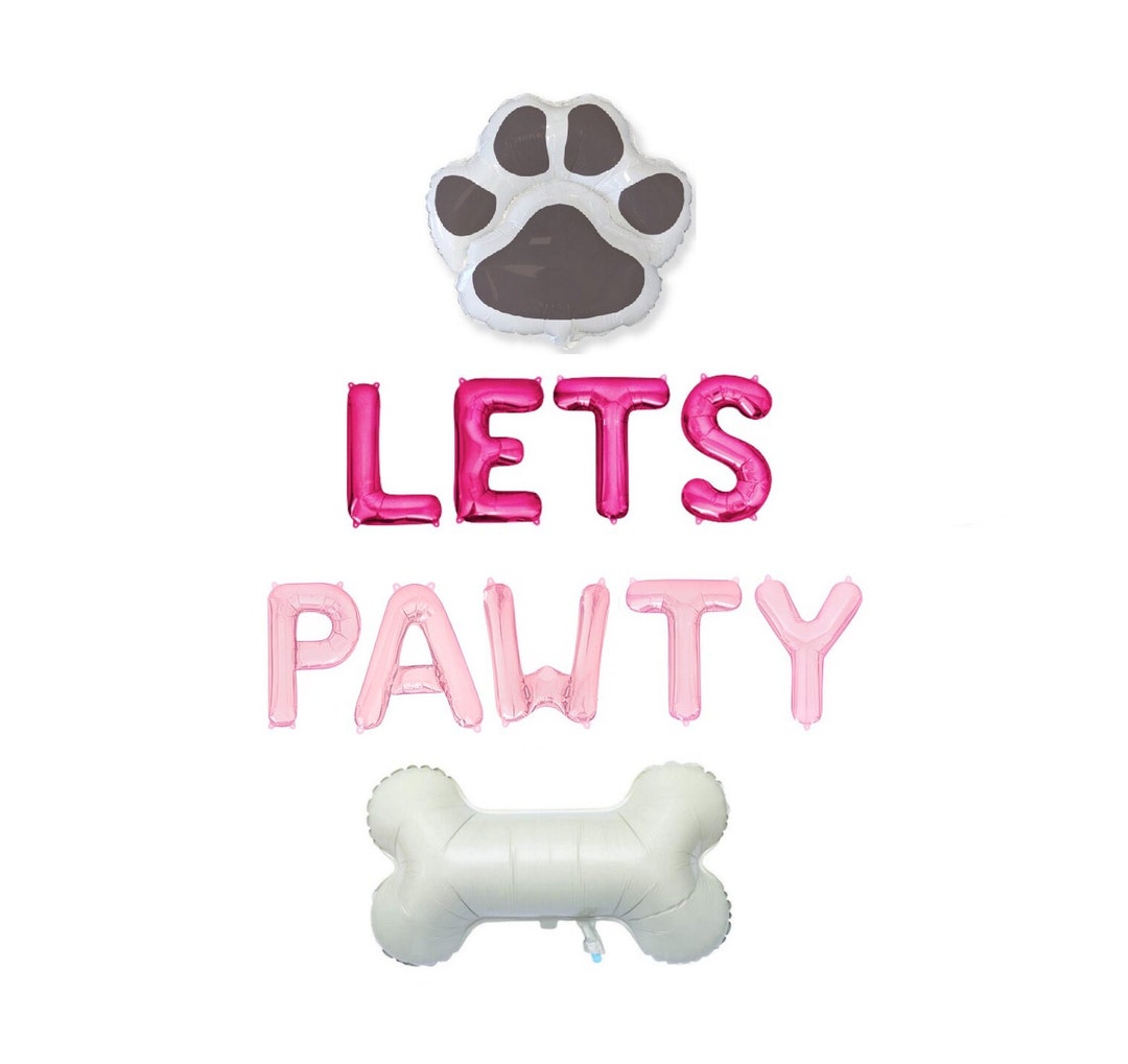 Lets Pawty Balloon Banner Dog Birthday Party Puppy Birthday Party ...