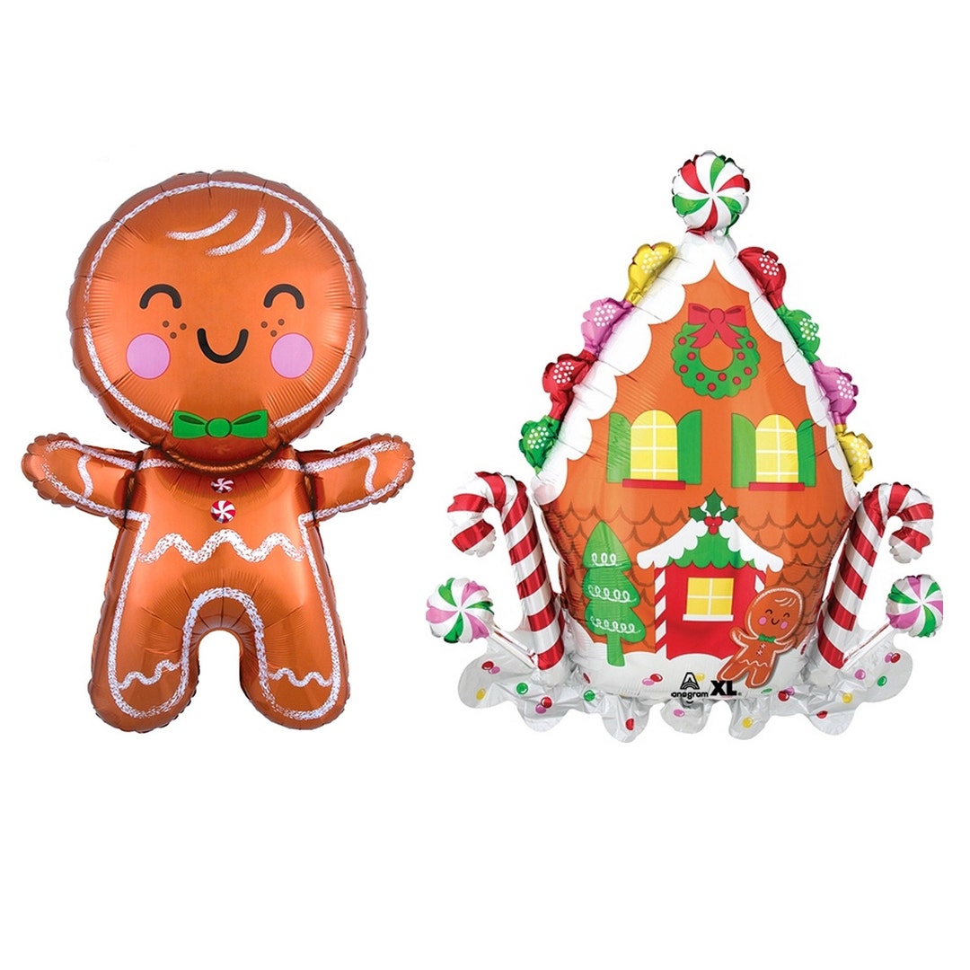 Gingerbread Man Balloon Gingerbread House Balloon Christmas Balloons ...
