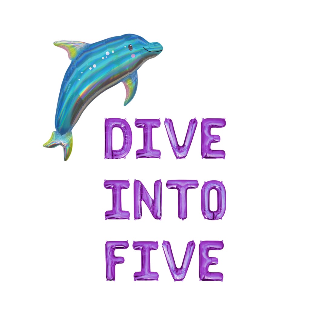 Dive Into Five Letter Balloon Kit 5th Birthday Party Balloon Banner ...
