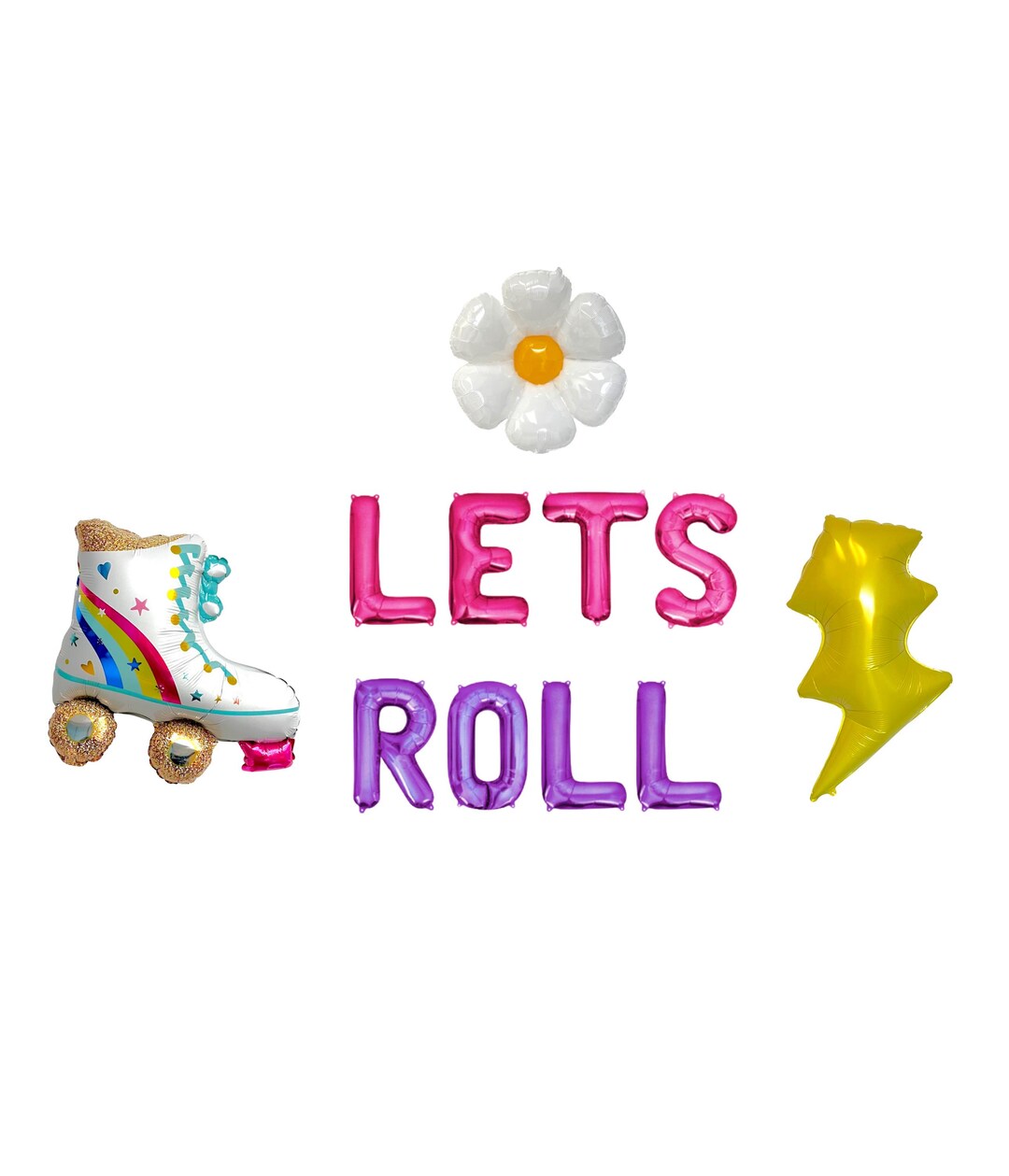 Let's Roll Letter Balloon Kit Roller Skating Birthday Party Decorations ...
