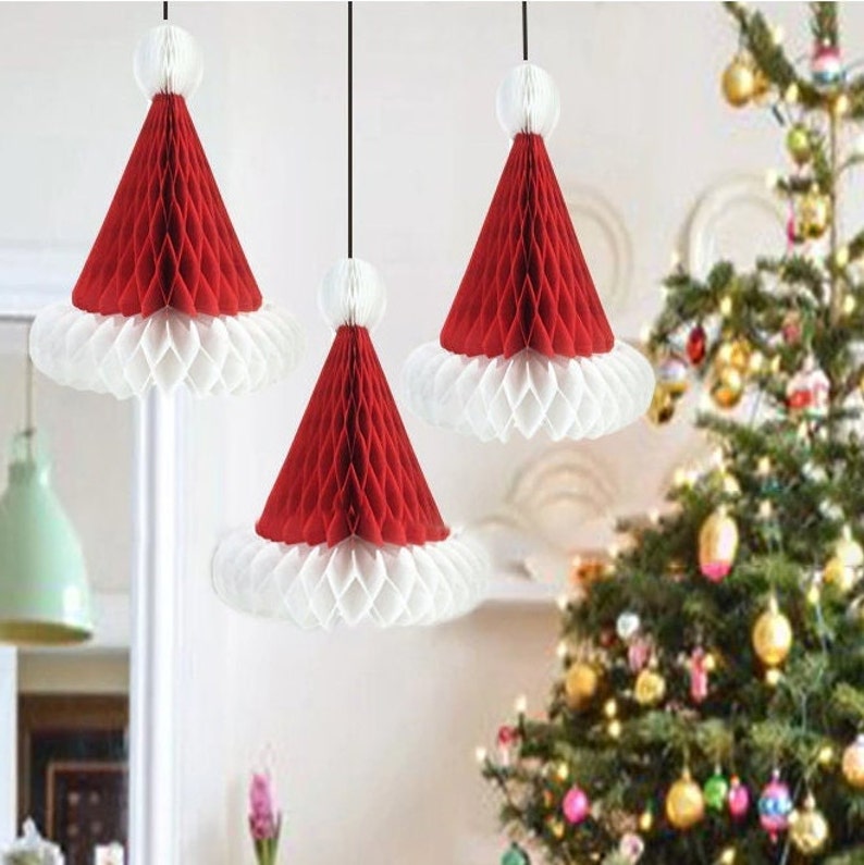 3D Paper Santa Hats Party Decor Centerpiece Baby Shower Birthday Party ...