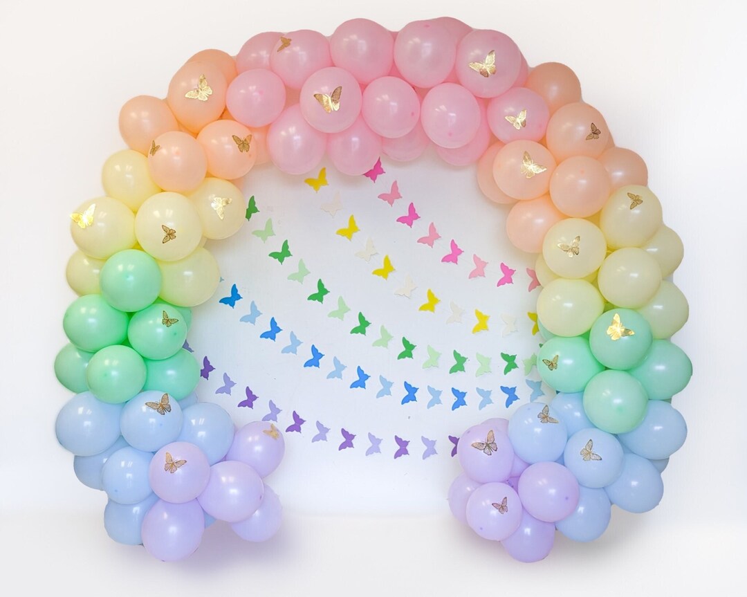 Pastel Butterfly Rainbow Balloon Garland Butterfly Birthday Party ...