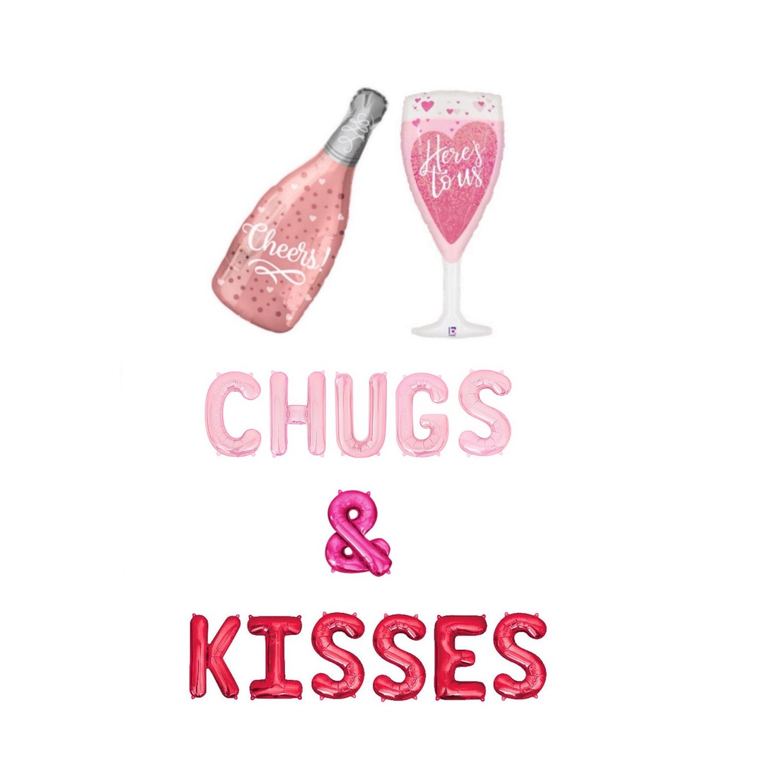 Chugs & Kisses Letter Balloon Kit Galentines Day Party Balloons ...