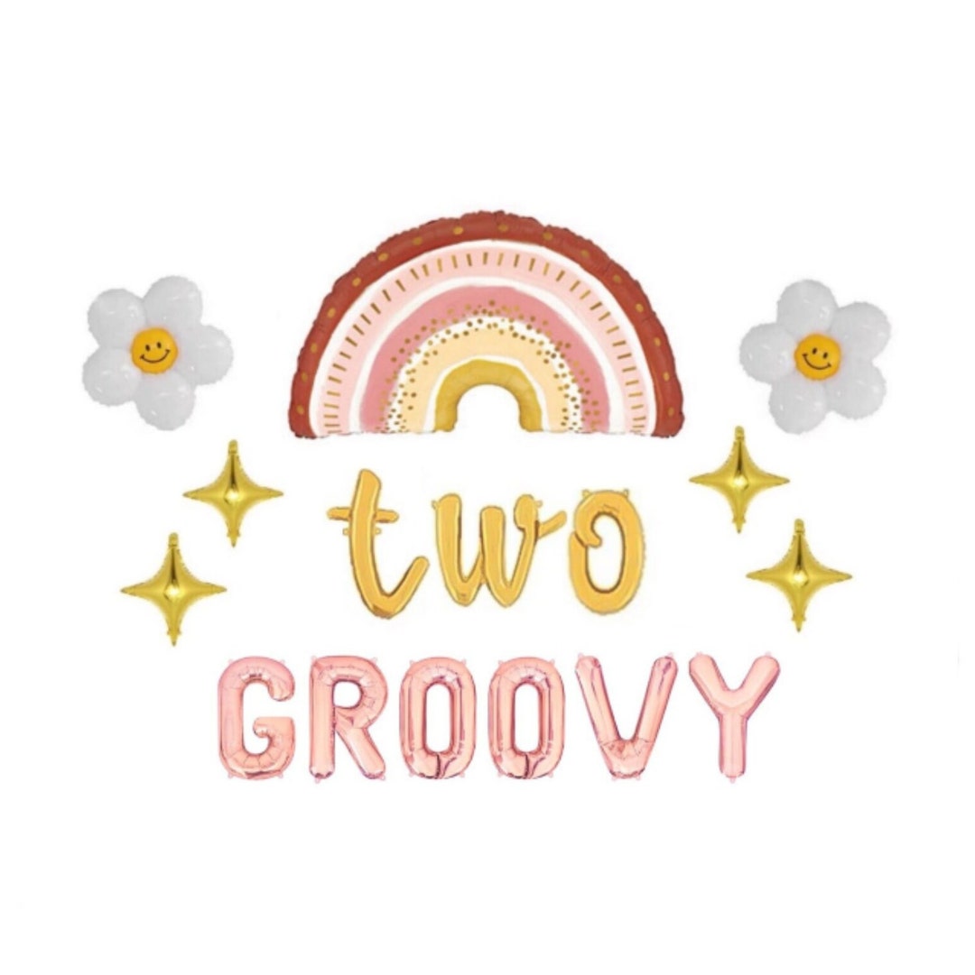 Two Groovy Balloon Banner Groovy 2nd Birthday Party Decorations Hippie ...