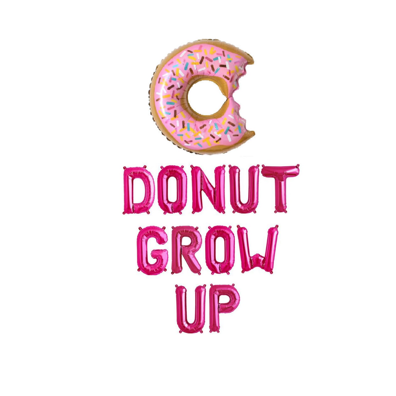 Donut Grow up Letter Balloons Gold Rose Gold Hot Pink Donut | Etsy
