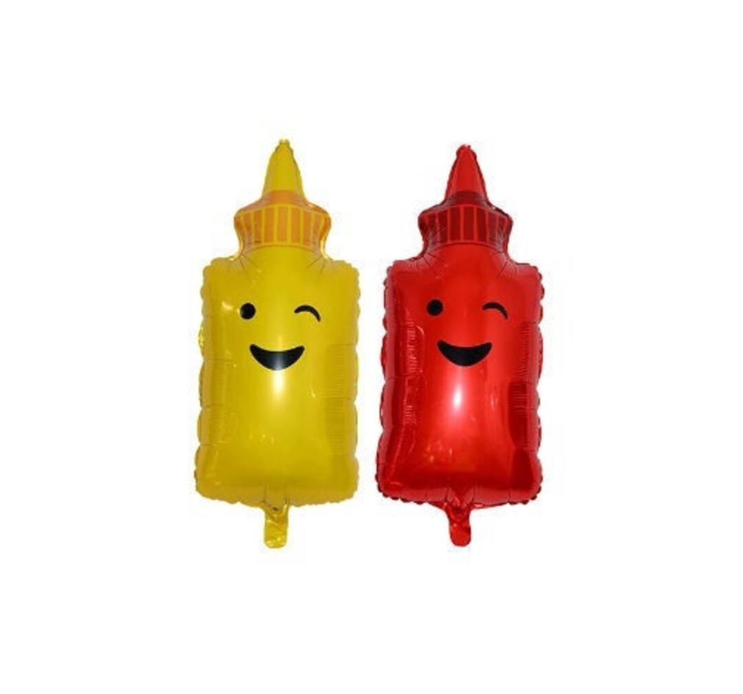Winking Ketchup and Mustard Balloons Baby Q Balloons Birthday Party I ...