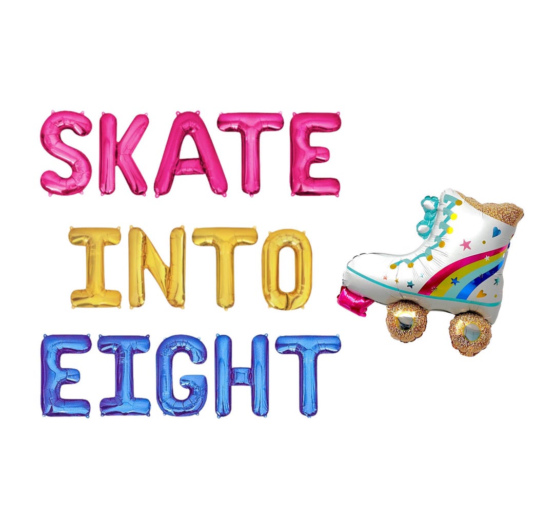 Skate Into Eight Letter Balloon Kit Roller Rink 8th Birthday Party ...