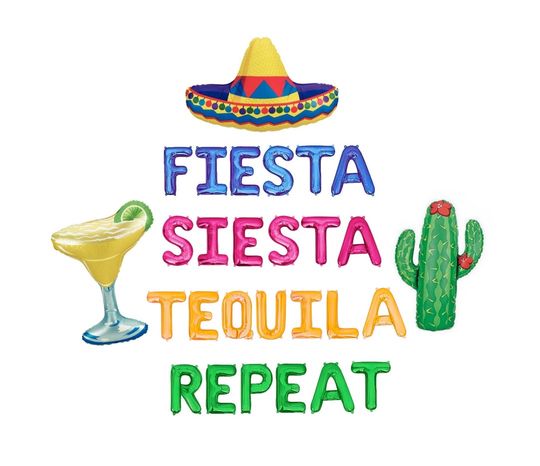 Fiesta Siesta Tequila Repeat Balloon Banner Fiesta Bachelorette Party ...