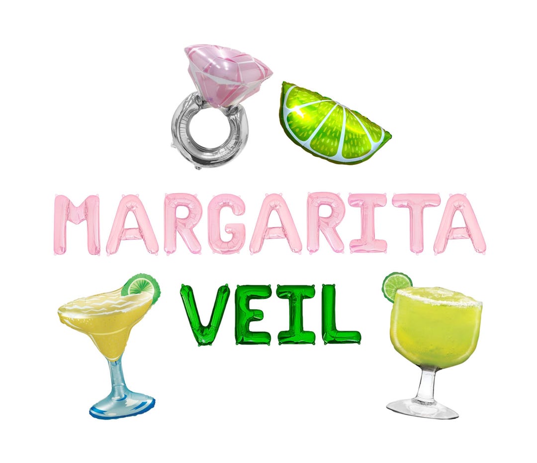 Margarita Veil Letter Balloon Kit Fiesta Bachelorette Party Balloon Banner Martini Balloons ...