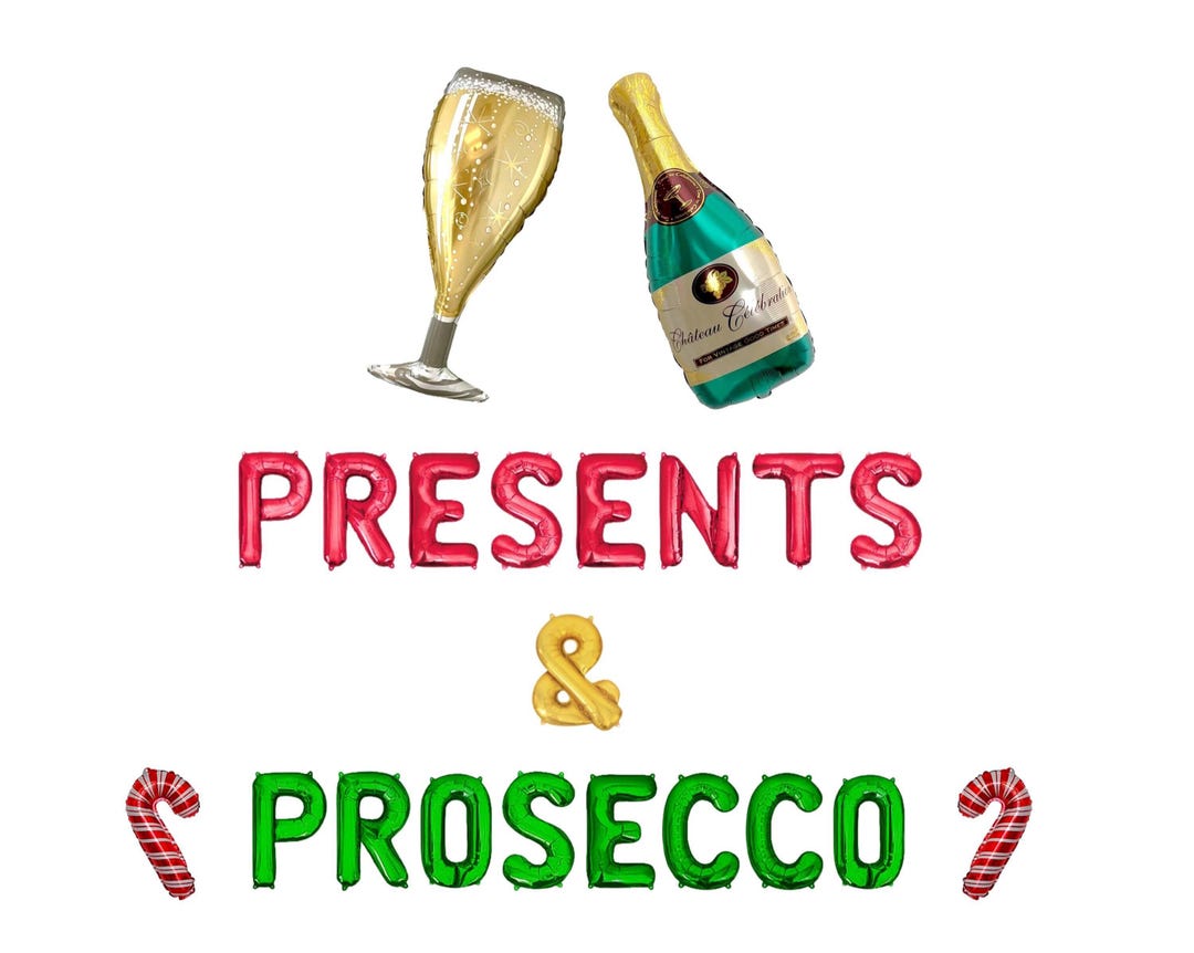 Presents & Prosecco Letter Balloon Kit Christmas Birthday Party ...