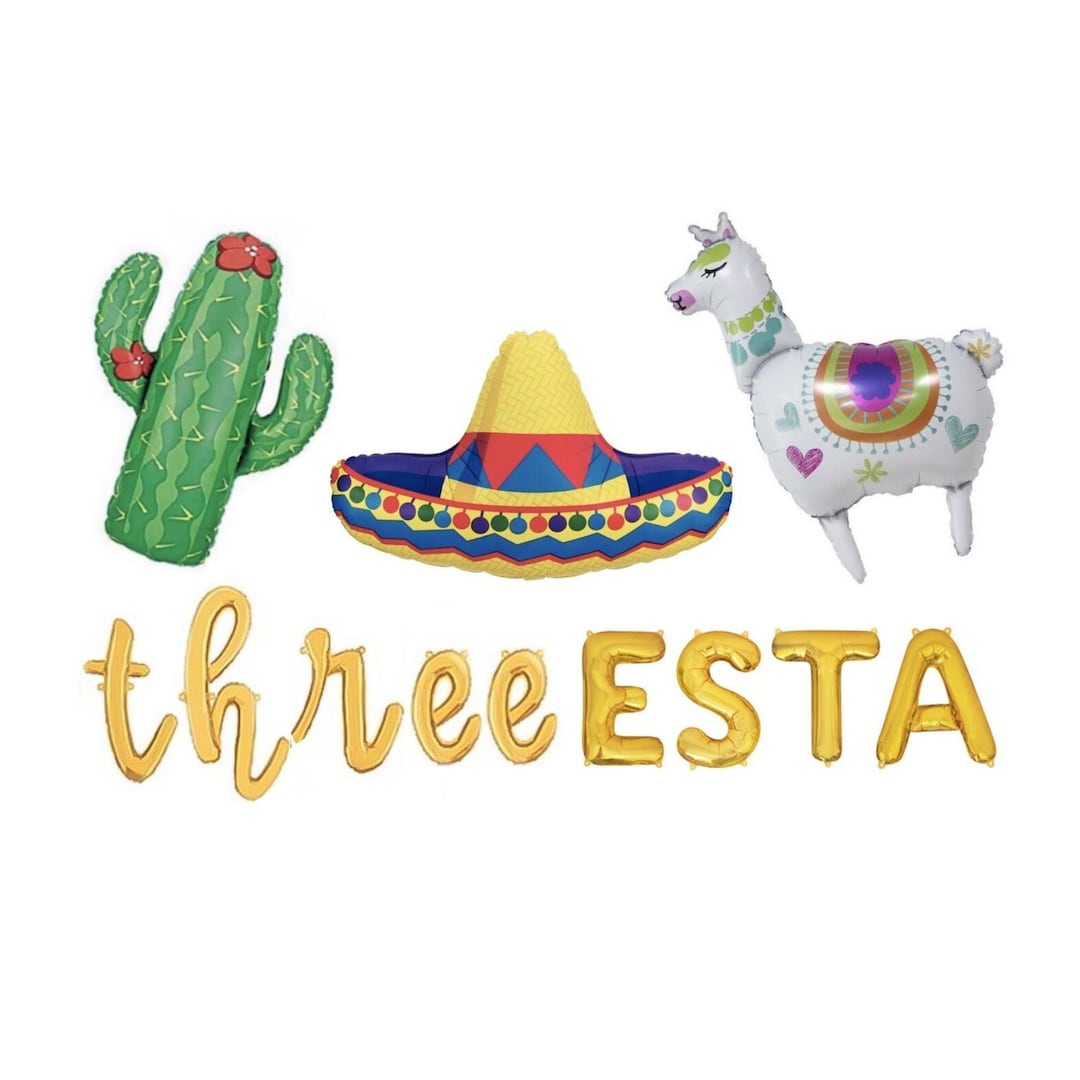 Three Esta Balloons Fiesta Third Birthday 3rd Fiesta - Etsy