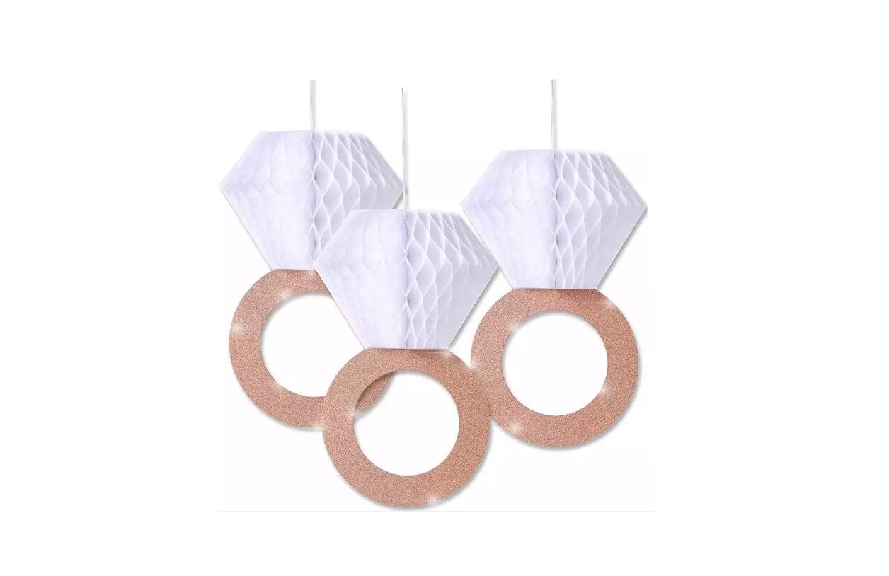 3D Honeycomb Rose Gold Engagement Ring Decor Engagement Props Wedding ...