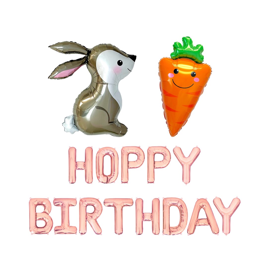 Hoppy Birthday Letter Balloon Kit Bunny Birthday Balloon Banner Easter ...