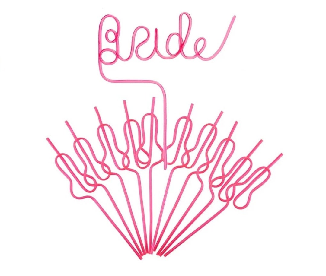 Bride and Willy Pink Straw Bachelorette Party Decor Bach Party Hot Pink ...